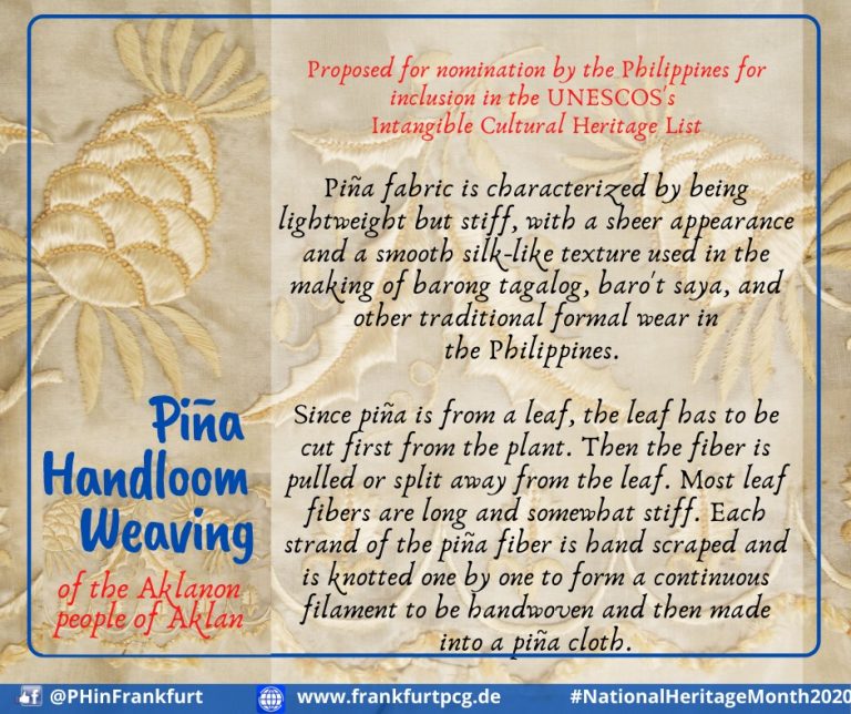 National Heritage Month 2020 – Piña Handloom Weaving of the Aklanon